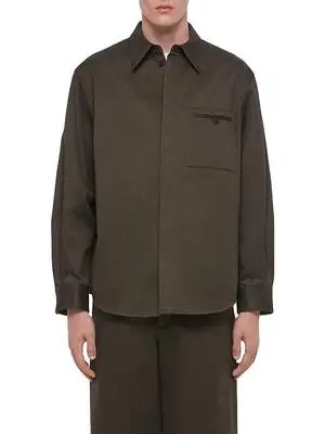 Helmut Lang Chino Twill Pocket Overshirt - Dark Moss