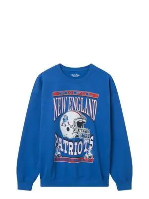 Junk Food Clothing New England Patriots Helmet Crewneck Sweatshirt - Royal