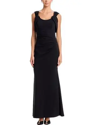 Eliza J Draped Shoulder Mermaid Gown - Black