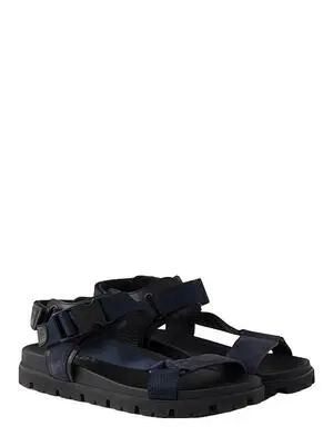 Prada Suede And Woven Tape Sporty Sandals - Blue