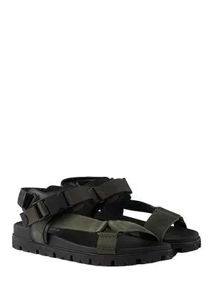 Prada Suede And Woven Tape Sporty Sandals - Green
