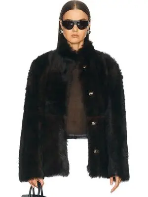 Nour Hammour For Elsa Jacket In Black - Brown Sable