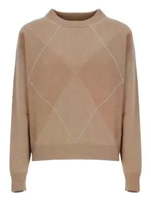 Peserico Peserico Embellished Diamond-Knit Sweater Brown