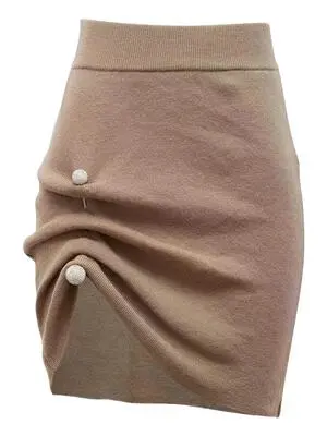 Giuseppe Di Morabito Crystal-embellished Gathered Mini Skirt - Neutrals