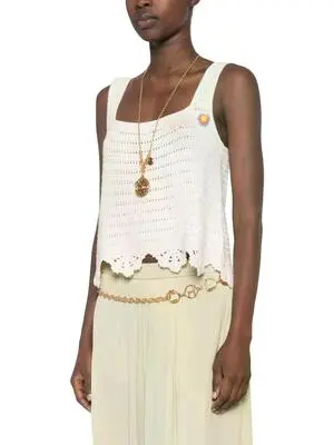 Chloé Chloé Crochet Scalloped Top Neutrals
