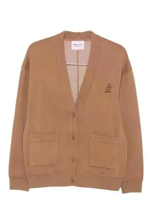 MARANT ETOILE MARANT ÉTOILE Logo Embroidered Patch-Pocket Cardigan Brown