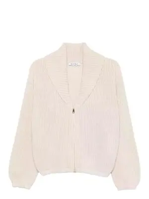 ELY ELY Ribbed Knit Zip-up Cardigan - Neutrals