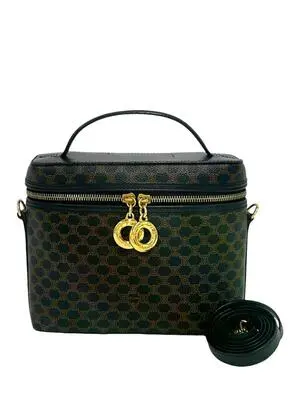 Celine 1996 Macadam Coated Canvas Vanity Bag Satchel - Brown