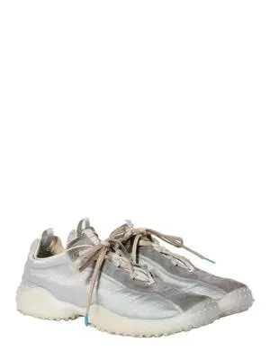 Miu Miu Miu Miu Bubble Technical Fabric And Suede Lace-Up Sneakers Silver