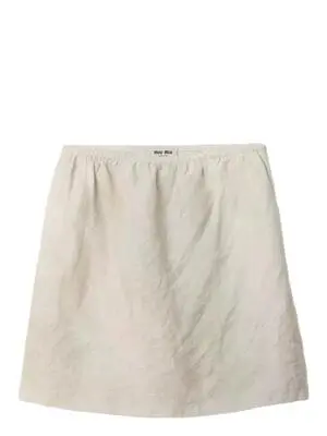 Miu Miu Miu Miu Flared Linen Skirt Neutrals