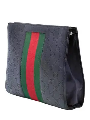 Gucci 2000-2015 Guccissima Web Clutch Bag - Black