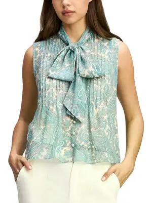 Cinq À Sept Cinq A Sept Sleeveless Paisley Print Pussy-Bow Top Blue