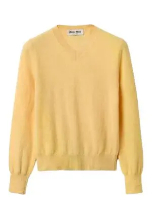 Miu Miu V-neck Wool Cardigan - Yellow