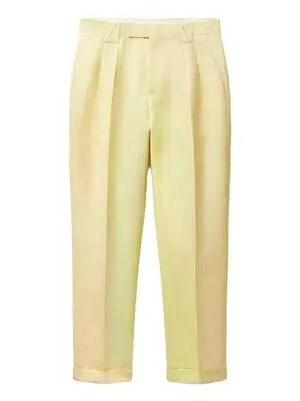 Versace Wool-linen Formal Trousers With Medusa Hardware - Yellow