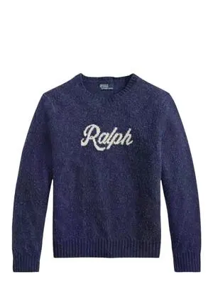Polo Ralph Lauren Logo Intarsia Crew Neck Sweater - Blue