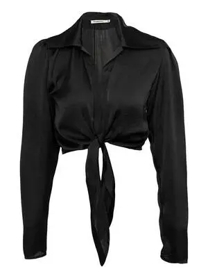 PARAMIDONNA PARAMIDONNA Pearl Cropped Tie-Front Shirt