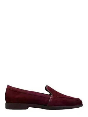 SANTONI Santoni Burgundy Suede Slip-On Loafers
