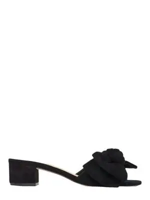 Cinq À Sept Suede Slide Sandals With Bow Detailing - Black