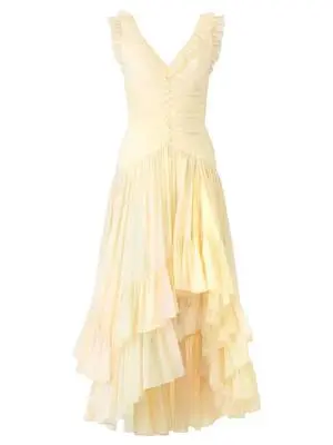 Cinq À Sept Rosalba Ruffled Asymmetric Dress Neutrals
