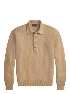 Polo Ralph Lauren Logo Embroidered Knit Polo Sweater - Brown