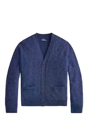 Polo Ralph Lauren V-neck Cardigan With Suede Elbow Patches - Blue