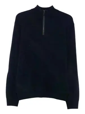 Canali Half-zip Waffle-knit Sweater - Blue