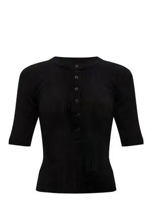 Citizens Of Humanity Nali Ribbed-knit Button-up Top - Black