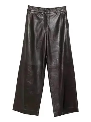 P.a.r.o.s.h Leather Wide-leg Trousers - Brown