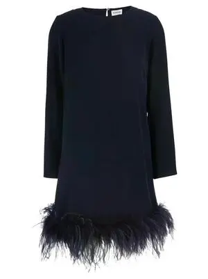 P.a.r.o.s.h Feather-trim Bow-detail Mini Dress - Blue