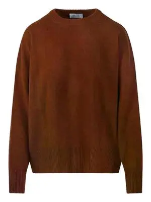 BEYOU Ribbed Detail Drop Shoulder Sweater - Brown