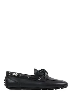 Karl Lagerfeld Pearl Embellished Lace-up Loafers - Black