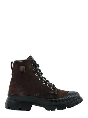 Karl Lagerfeld Suede Panel Boots - Brown