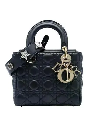 Dior 2018 Small Lambskin Cannage Myabcdior Lady Satchel - Black