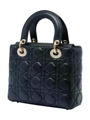Dior Lambskin Cannage Lady Satchel - Black