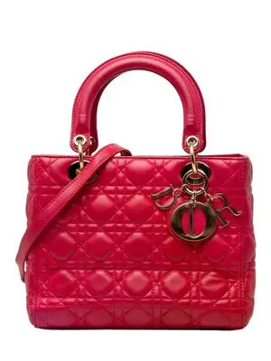 Dior Medium Lambskin Cannage Lady Satchel - Pink