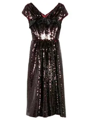SIMONE ROCHA Sequin-embellished Bow-detail Midi Dress