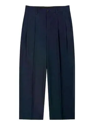 LANEUS Pleated Wide-leg Wool Trousers - Blue