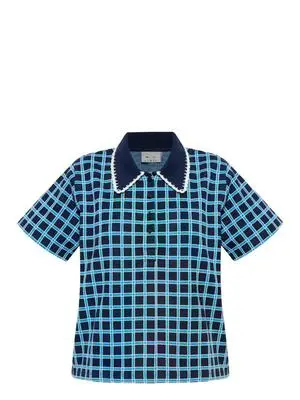 The Upside Check Pattern Clubhouse Polo Shirt - Blue