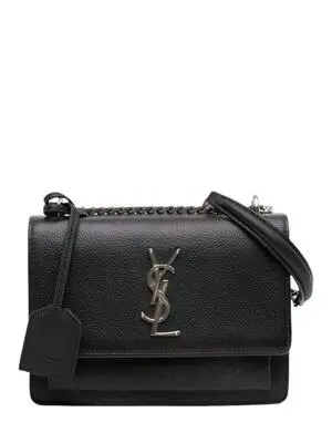 SAINT LAURENT 2016 Small Grained Calfskin Monogram Sunset Crossbody Bag
