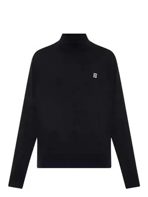 Balmain Logo-embroidered Turtleneck Sweater - Blue