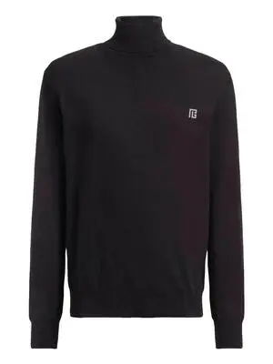 Balmain Balmain Logo-Embroidered Turtleneck Sweater Blue
