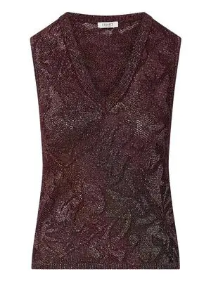 Liu Jo LIU JO Floral Jacquard Metallic Sleeveless Top Purple