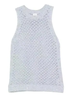Eleventy Sequin Embellished Open-knit Vest - Blue