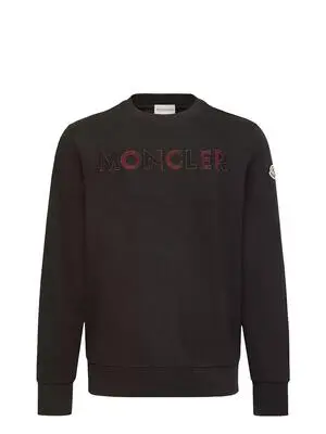 Moncler Logo-embroidered Crew-neck Sweatshirt - Black