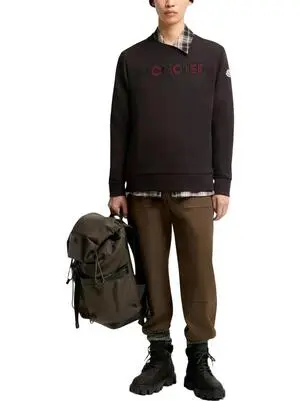 Moncler Logo-embroidered Crew-neck Sweatshirt - Black