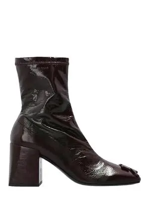 COURREGES Re-edition Logo-plaque Leather Ankle Boots - Red