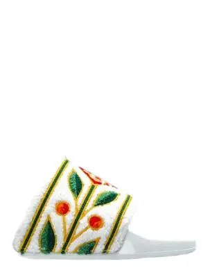 Casablanca Embroidered Logo-patch Terry Cloth Slides - White