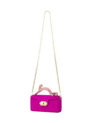 LANVIN Pencil Cat Nano Bag In Pony And Rhinestones - Pink