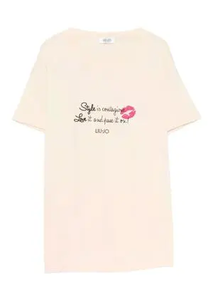 LIU JO Crystal-embellished Graphic-print T-shirt