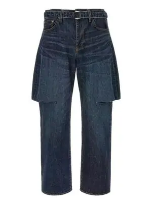 SACAI Sacai Belted Straight-Leg Jeans
